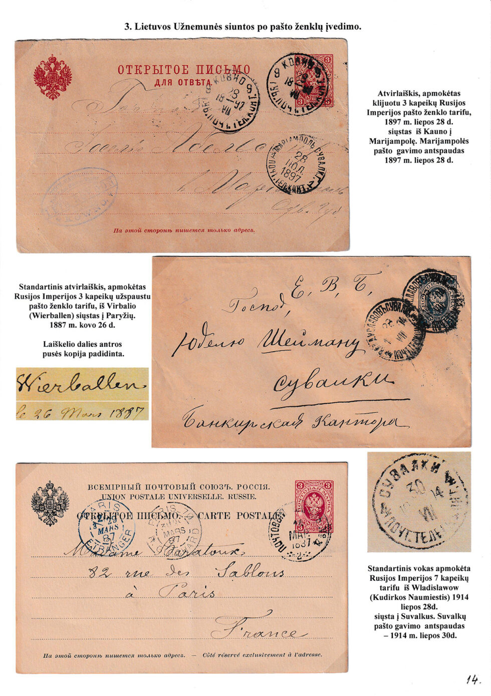 JUOZAS URBONAS [LT] Postal History Lithuanian of Užnemune Region 1833 ...